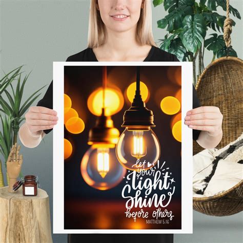 Let Your Light Shine Poster Matthew 5 16 Bible Verse Christian Home