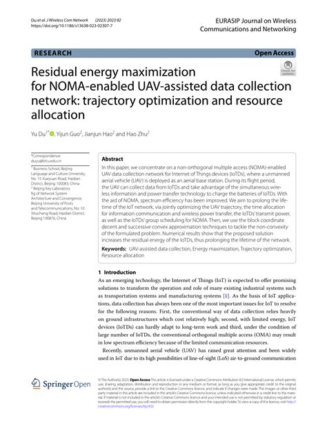 Pdf Residual Energy Maximization For Noma Enabled Uav Assisted Data