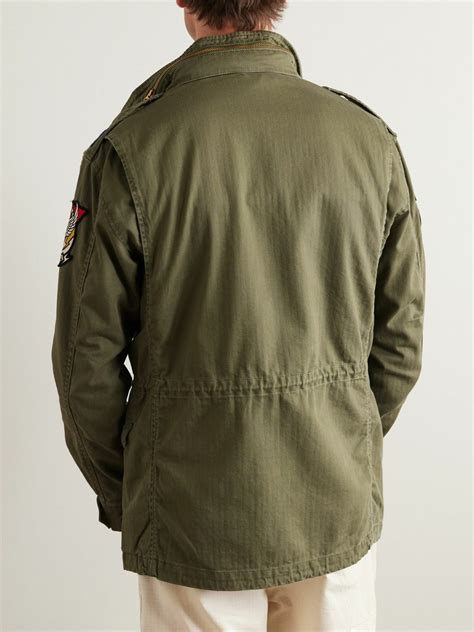 Polo Ralph Lauren M65 Logo Appliquéd Herringbone Cotton Field Jacket