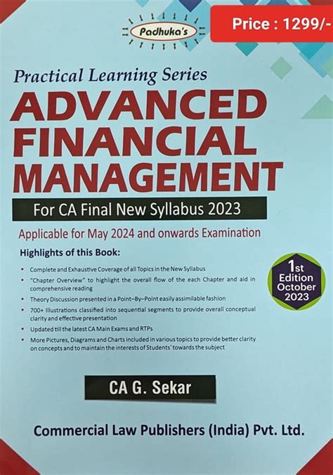 Practical Learning Series Advanced Financial Management For CA Final