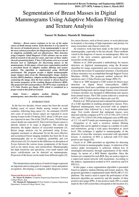 Pdf Segmentation Of Breast Masses In Digital Mammograms Using