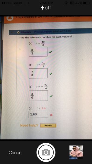 Solved Off Find The Reference Number For Each Value Of T 4
