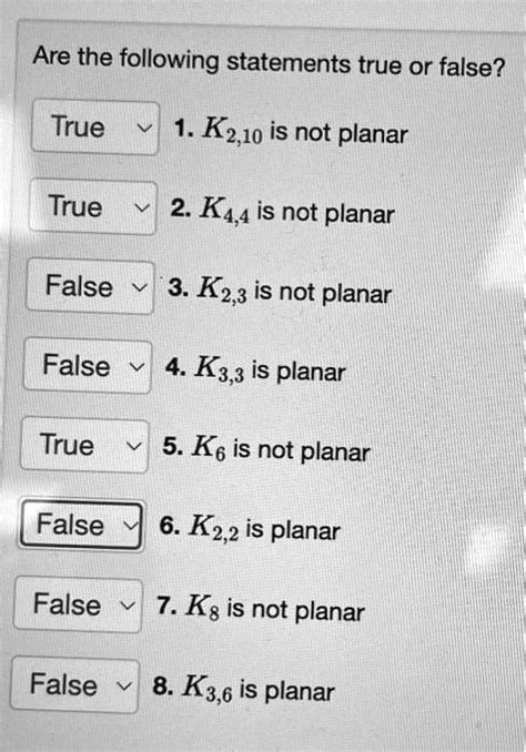 Are The Following Statements True Or False True 1 K210 Is Not Planar