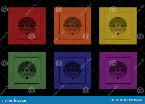 Electrical Socket Outlets In Rainbow Colors Stock Image Image Of High