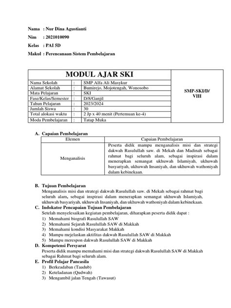 Modul Ajar Skinur Dina Agustianti Pdf