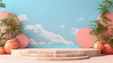 제품 쇼케이스를 위한 멋진 여름 휴가 3d 렌더링 무대 배경 무대 3d 배경 휴가 배경 여름 휴가 배경 이미지 Hd 무대 3d 휴가 여름 휴가 배경 사진 무료