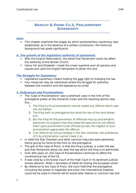 Bradley And Ewing Ch3 Parliamentary Sovereignty Constitutional Law