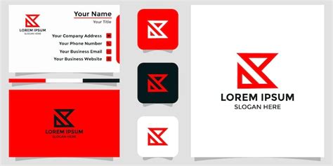 Logotipo de design da letra k e cartão de marca Vetor Premium