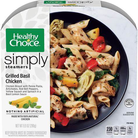 Healthy Choice Simply Steamers Frozen Dinner Grilled Basil Chicken 99 Ounce