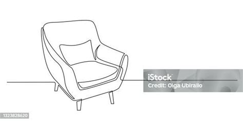 베개가있는 안락 의자의 연속 한 줄 그리기 심플한 리니어 스타일의 현대적인 가구 낙서 벡터 일러스트레이션 라인아트에 대한 스톡 벡터 아트 및 기타 이미지 Istock
