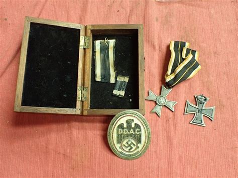 Ww2 German Group With War Merit Cross And Iron Cross Wartime Souvenirs