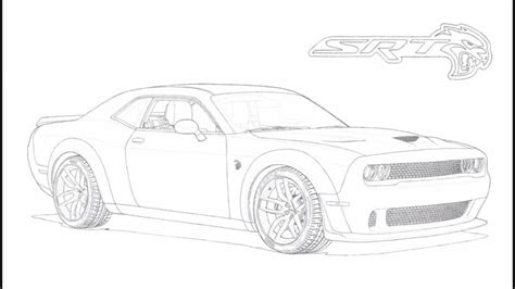 Classic Car Drawing With Srt Logo