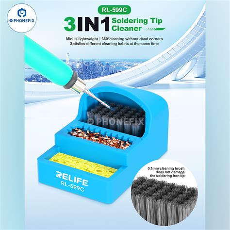 Rl 599c Soldering Tip Cleaner With Steel Brush Sponge Copper Wire