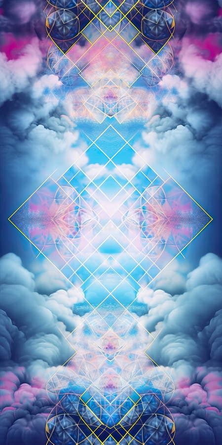Abstract Background With Clouds In A Symmetrical Geometric Shape