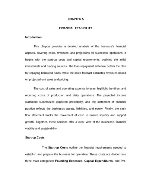 Chapter 5 Feasibility Pdf Expense Equity Finance