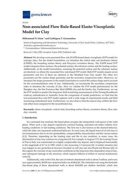 Pdf Non Associated Flow Rule Based Elasto Viscoplastic Model For Clay