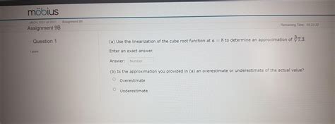 Solved möbius MATH 133 Fall 2021 Assignment 9B Remaining Chegg com