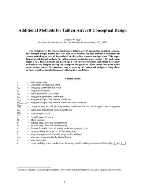 pdf additional methods for tailless aircraft conceptual design