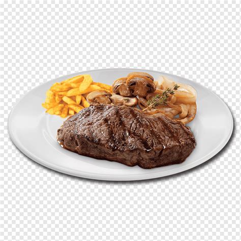мясо на гриле на белой тарелке стейк филе картофель фри ростбиф