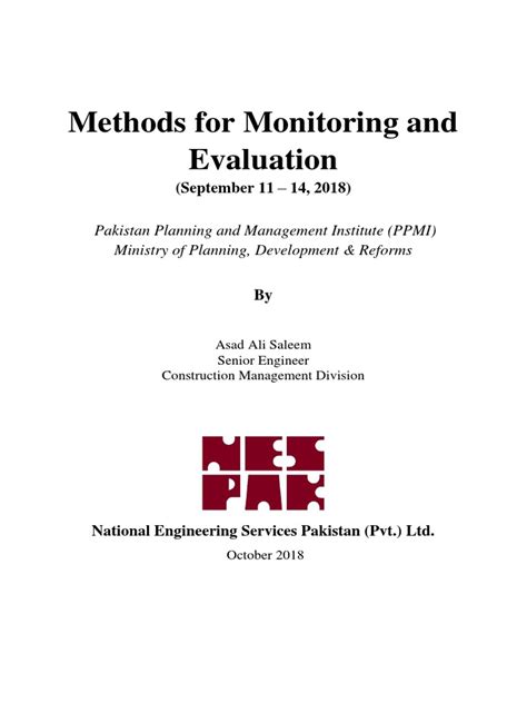 Methods Of Monitoring And Evaluation Pdf Evaluation Methodology