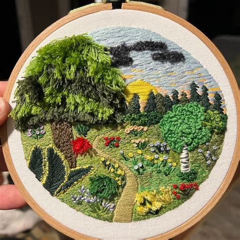 Forest Landscape 3d Embroidery Pattern Hand Embroidery Pattern Pdf