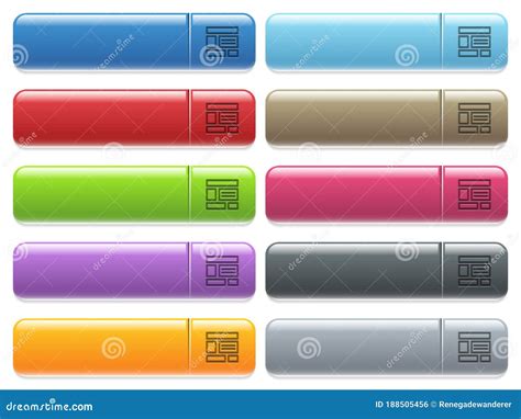 Web Layout Icons On Color Glossy Rectangular Menu Button Stock Vector Illustration Of Design