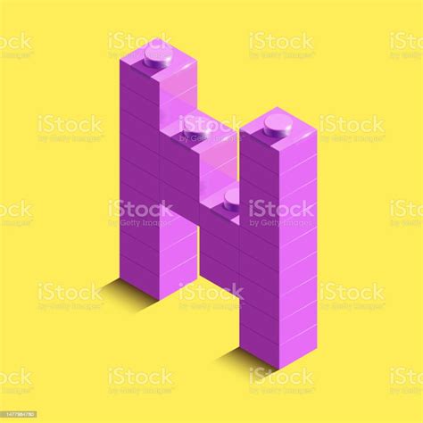 생성자 벽돌에서 알파벳의 현실적인 분홍색 3d 아이소메트릭 문자 N 0명에 대한 스톡 벡터 아트 및 기타 이미지 0명 3