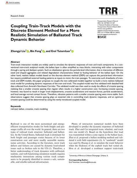 pdf coupling train track models with the discrete element method for