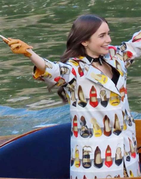 Emily In Paris Emily Trench Coat Lily Collins Printed Coat