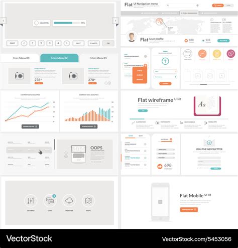 Flat Ui Element Kit For Business Templates Vector Image