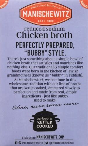 Manischewitz® Reduced Sodium Chicken Broth 17 Oz Harris Teeter