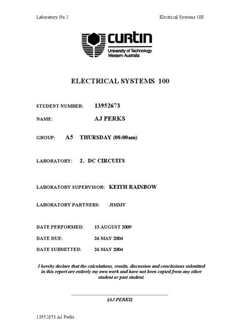 Dc Circuit Analysis Lab Report Pdf Electrical Resistance And