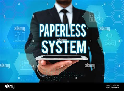 Conceptual Display Paperless System Concept Meaning Storage Or Communication Of Information In