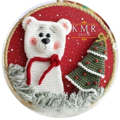 Guirlanda de Natal em Crochê Amigurumi Urso Polar Elo7