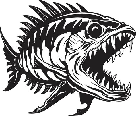 Savage Skeletal Symbol Black Logo For Predator Fish Skeleton Ferocious