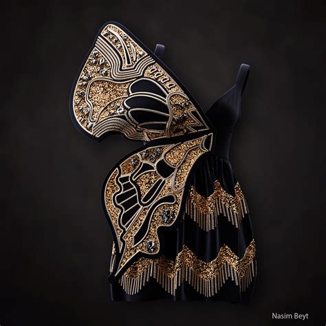 Artstation The Process Of Creating Butterfly Sequin Dress Tutorial10