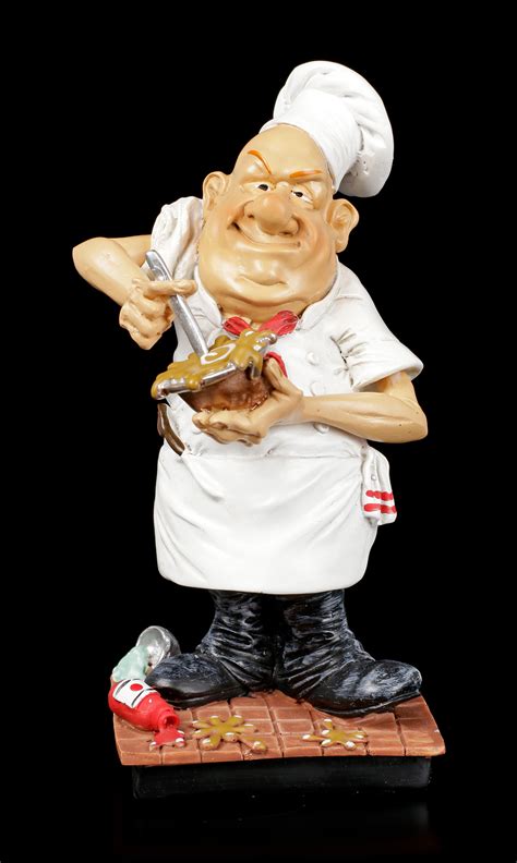 Funny Job Figurine Chef Stirs Sauce