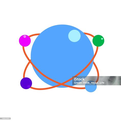 Desain Abstrak Simbol Atom Ideal Dengan Elektron Berwarnawarni Di