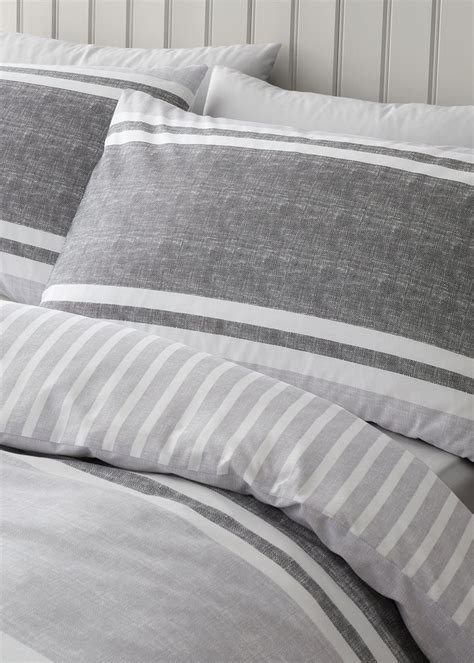 Catherine Lansfield Textured Banded Stripe Duvet Cover Matalan
