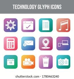 Unique Line Set Technology Icons เวกเตอรสตอก ปลอดคาลขสทธ