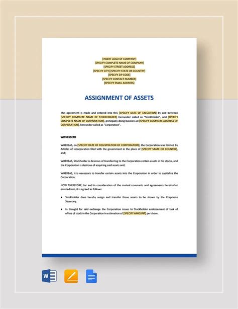 Editable Assignment Agreement Templates In Word To Download