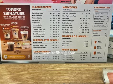 Tomoro Coffee Menu Dan Harga Terbaru [update 2025] Armita Fibri