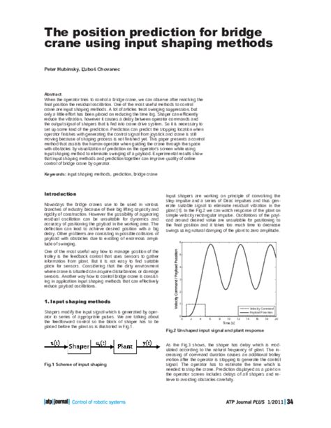pdf the position prediction for bridge crane using input shaping methods