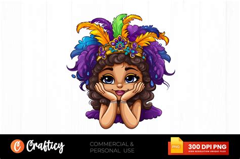 Peeking Mardi Gras Girl Clipart Design Graphic By Crafticy · Creative