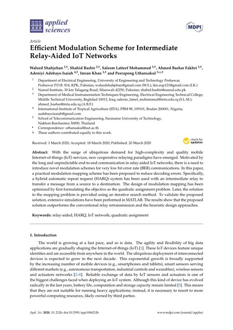 Pdf Efficient Modulation Scheme For Intermediate Relay Aided Iot Networks