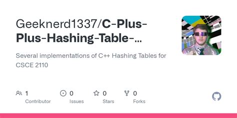Github Geeknerd1337c Plus Plus Hashing Table Implementations Several Implementations Of C
