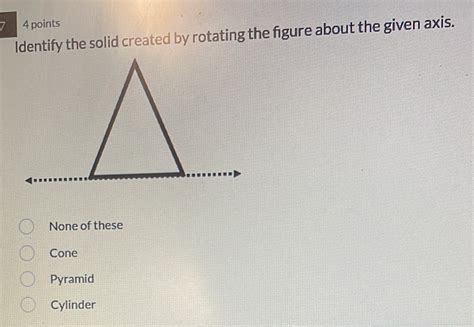 Solved 7 4 Points Identify The Solid Created By Rotating The Figure