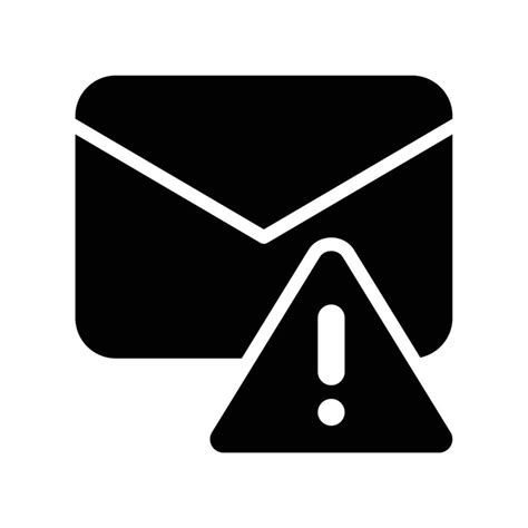 Spam Email Warning Icon With Envelope Triangle And Exclamation Mark In Black Outline Style
