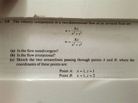 solved the velocity components in a two dimensional flow of