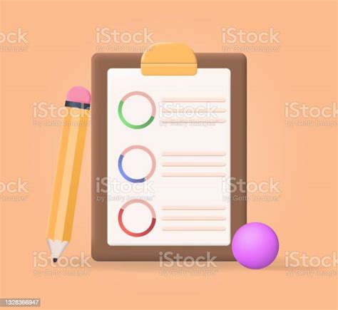 클립보드 용지에 그래프가 있는 체크리스트입니다 비즈니스 테마 일러스트레이션 3d 웹 벡터 일러스트레이션 3차원 형태에 대한 스톡